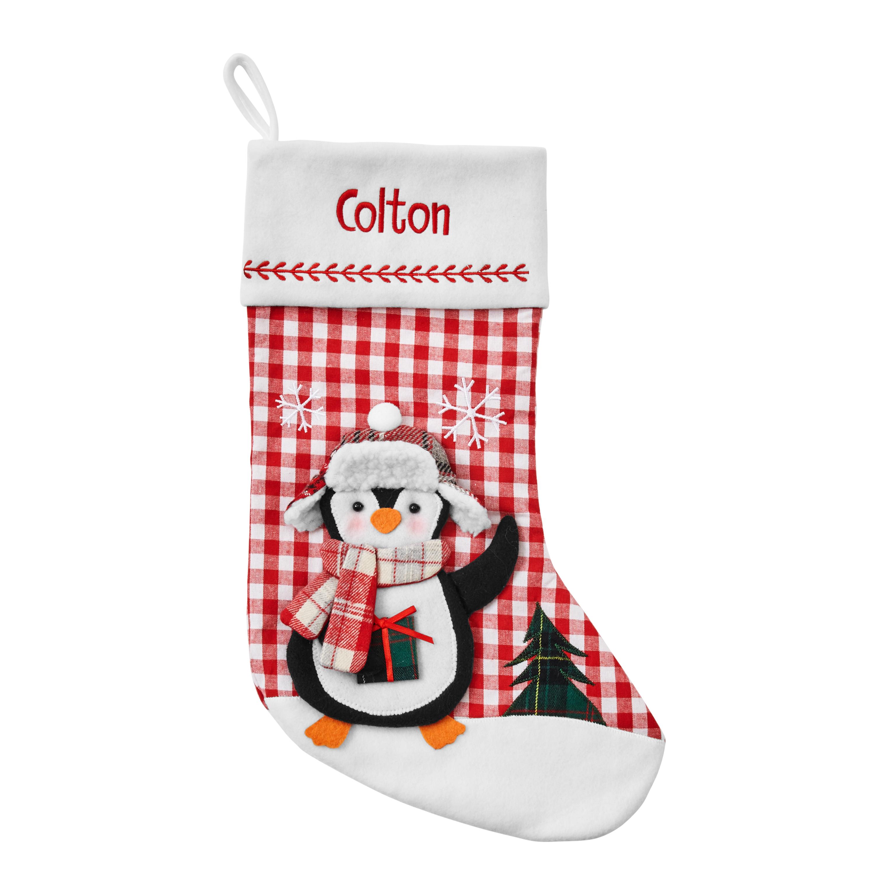 Personalized Christmas Stockings - Gingham Plaid Stocking - Holiday ...