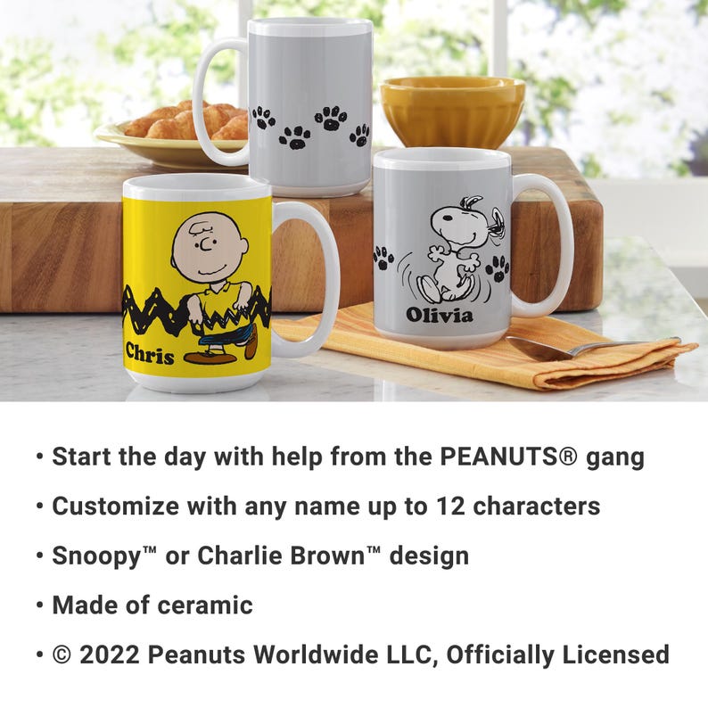Personalized PEANUTS® Character Mug - Charlie Brown Mug - Snoopy Mug ...