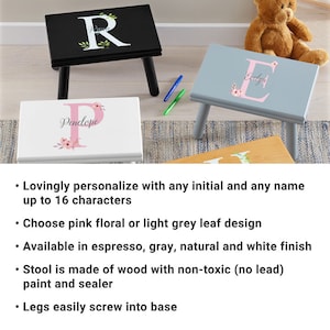 Personalized Children's Wood Step Stool - Elegant Name & Initial Design ...