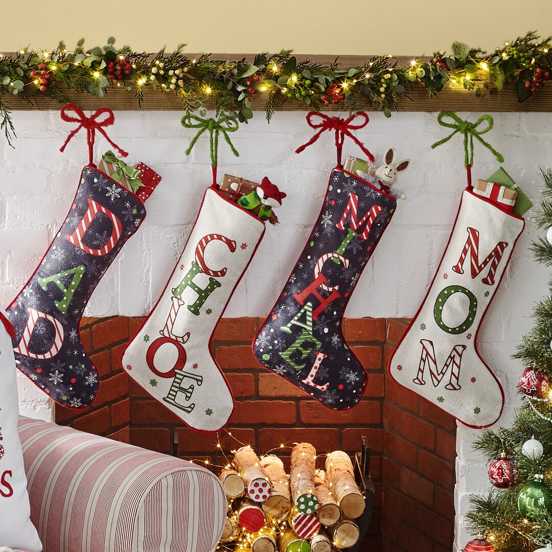 Personalized Christmas Stocking - Festive Name Stocking - 2 Color ...
