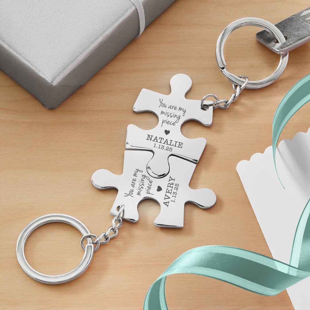Personalized Couple's Key Chains - for Valentine's Day - Couples Puzzle ...