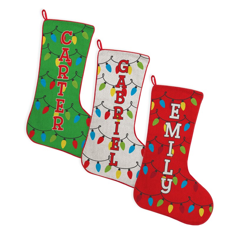 Personalized Holiday Lights Christmas Stockings Traditional - Etsy
