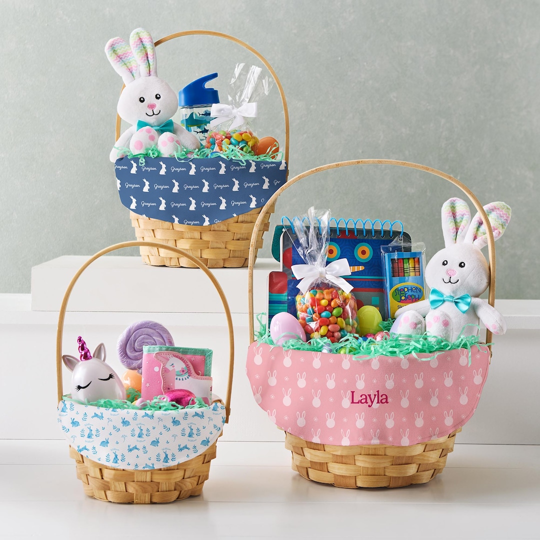 Personalized Wicker Easter Basket - for Boys - for Girls - Bunny Basket ...