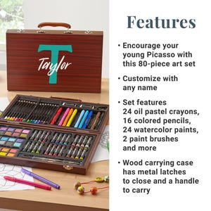 Personalized Art Set - 80-piece Deluxe Art Set W/wood Carrying Case ...