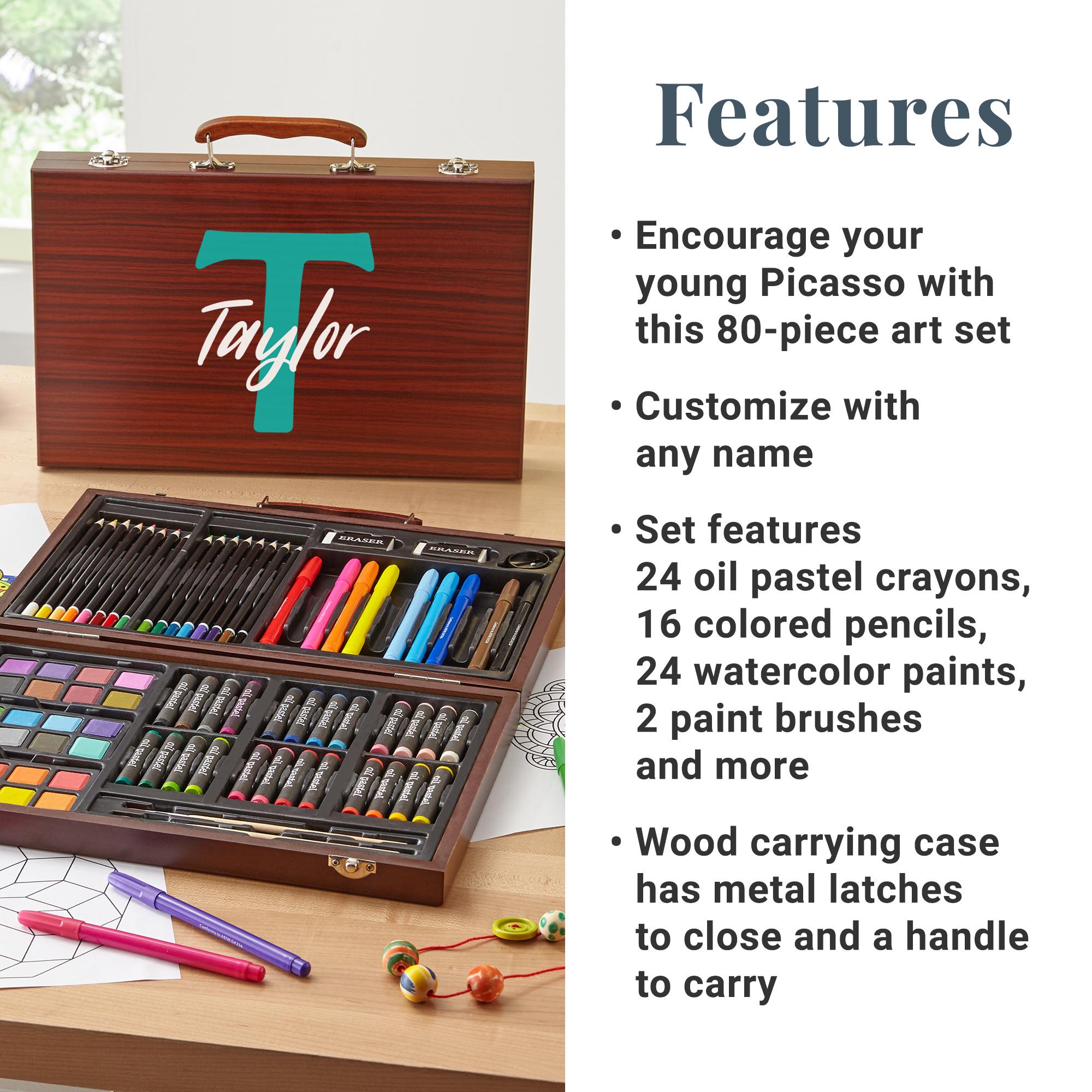 Personalized Art Set - 80-piece Deluxe Art Set W/wood Carrying Case ...