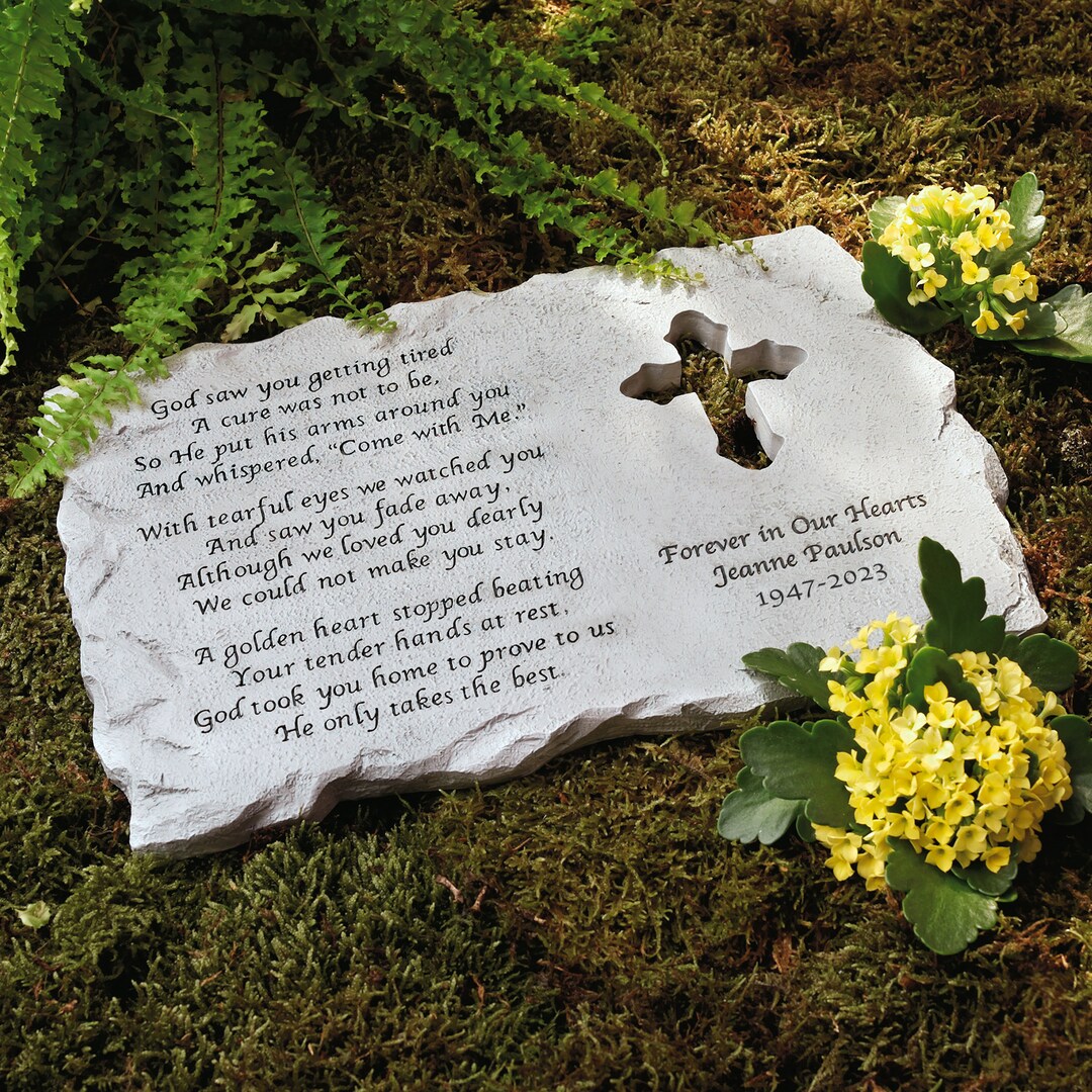 Personalized Cross Memorial Stone - Sympathy - Condolences - Garden ...