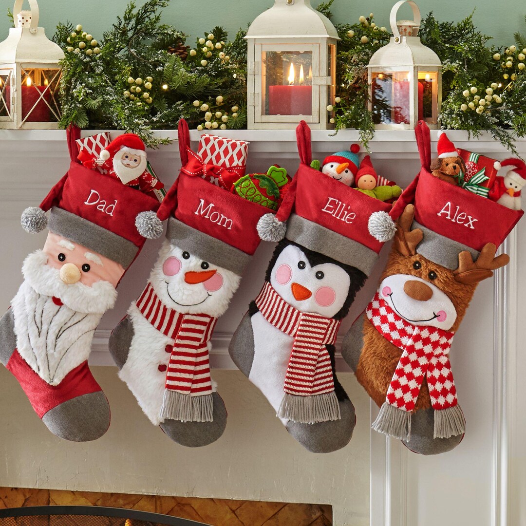 Personalized Furry Friends Christmas Stockings - Holiday Décor - Plush ...
