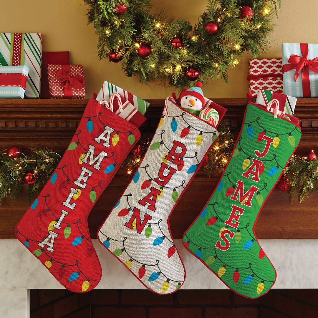 Personalized Holiday Lights Christmas Stockings Traditional Holiday ...