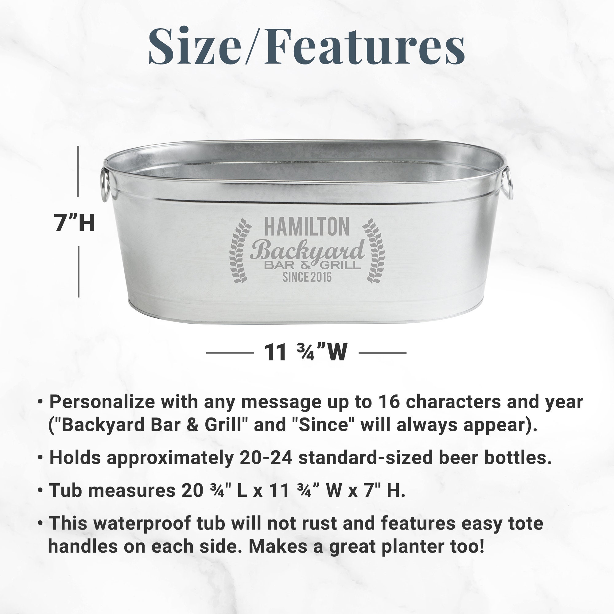Personalized Galvanized Tub