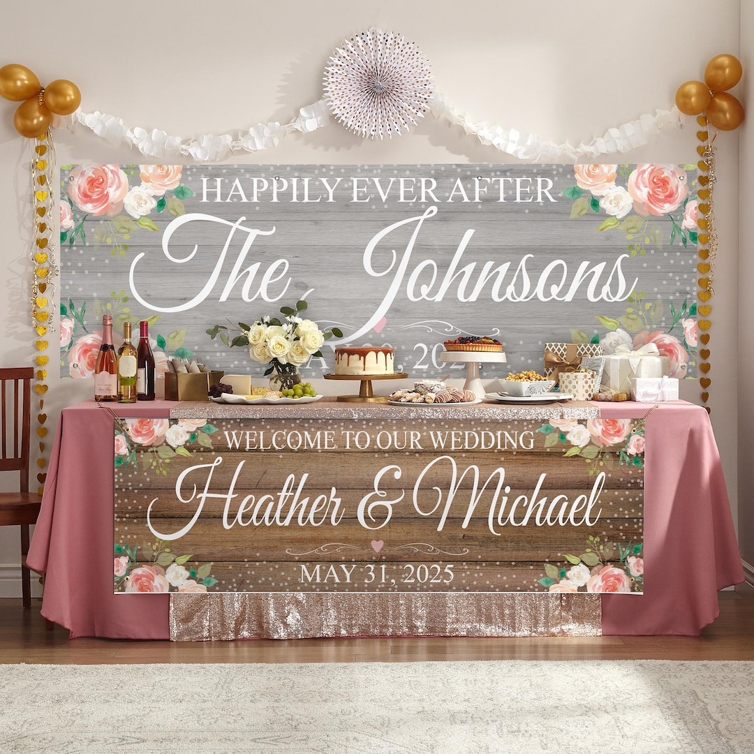 Personalized Banner - Rustic Wedding - Anniversary - Engagement Party ...