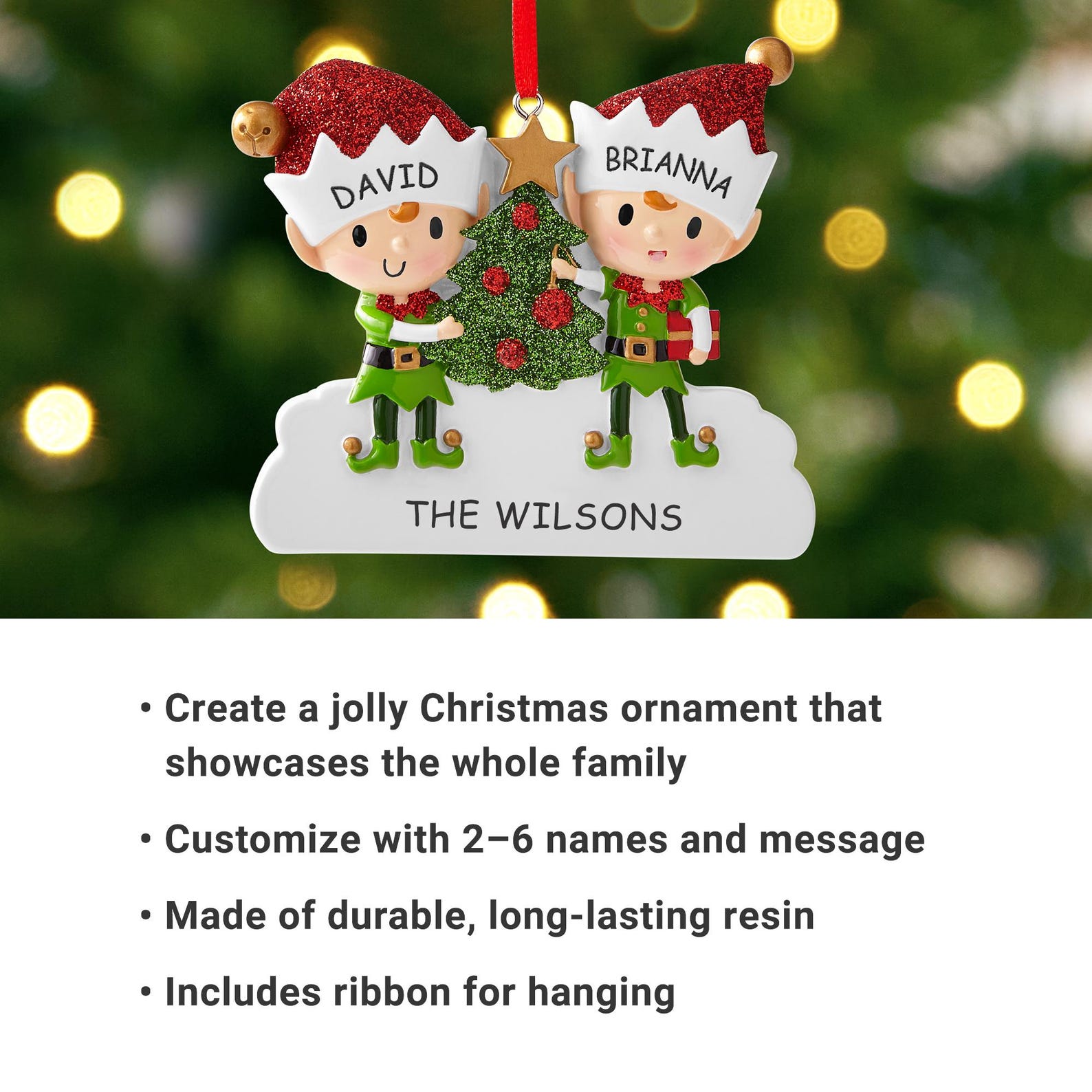 Personalized Christmas Ornament - Elf Family Ornament - Elf Couple ...