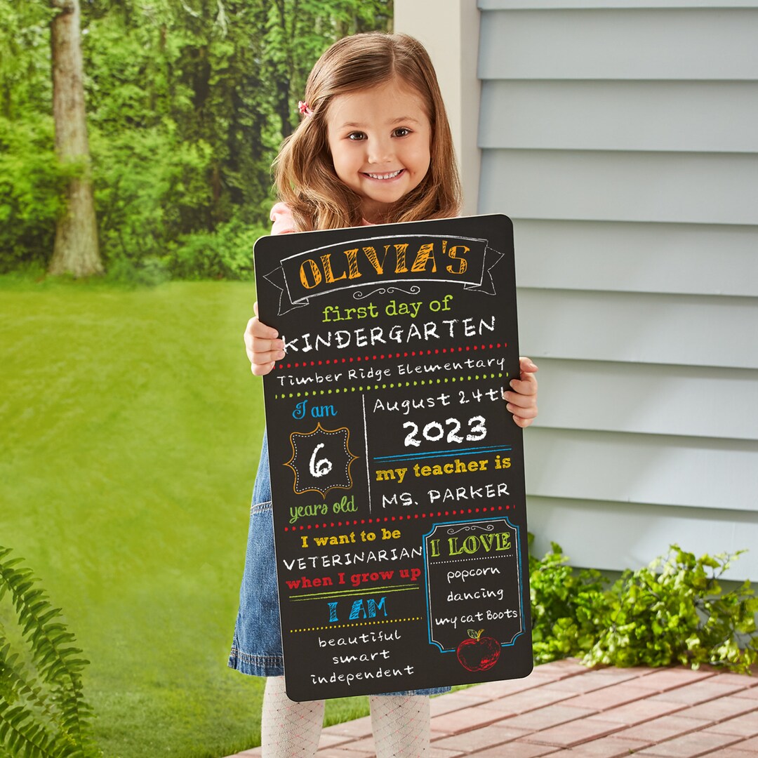 Personalized Back to School Chalkboard - First Day Sign - Back to ...