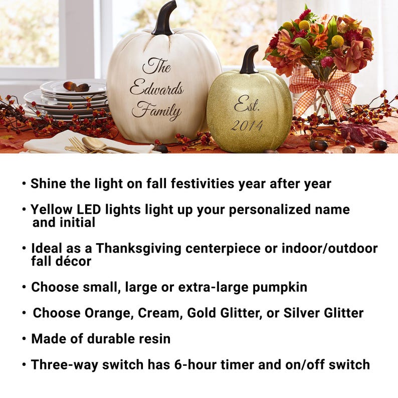 Personalized Open Text Light up Pumpkin - Customize With Any Message ...