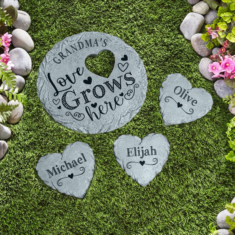 Personalized Garden Stone - Custom Garden Décor - Heart Stepping Stone ...