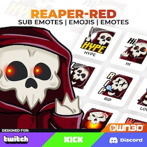 Red Reaper Animated Sub Emotes - 8 Pack [twitch | Kick | Discord] - Etsy