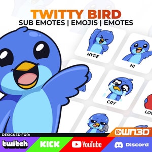 Twitty Bird Emotes - 8 Pack [twitch | Kick | Youtube | Discord] - Etsy