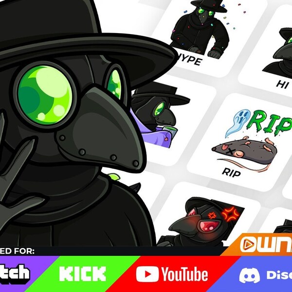 Plague Doc Emotes 8 Pack twitch Kick Youtube Discord - Etsy
