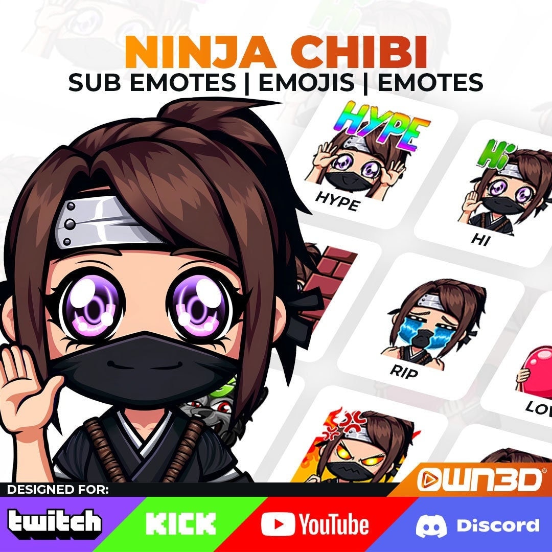 Chibi Ninja Emotes - 8 Pack [twitch | Kick | Youtube | Discord] - Etsy