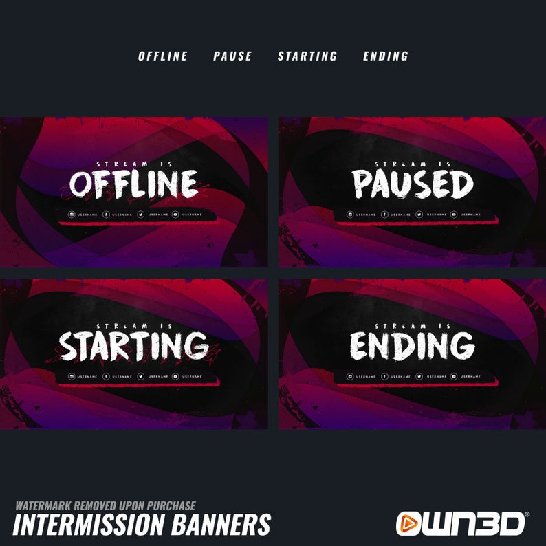 Animated Stream Overlay Package Brush Twitch Kick Etsy