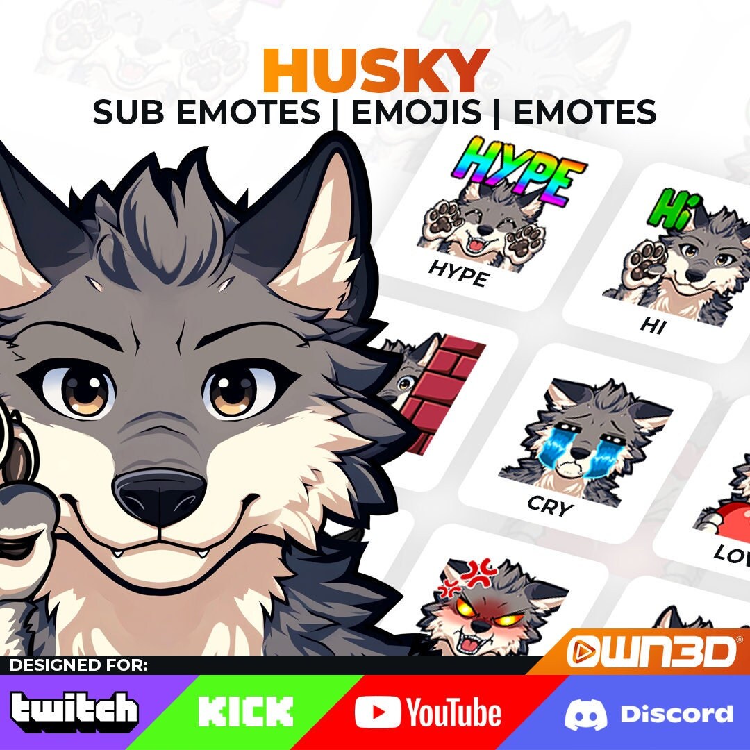 Husky Emotes - 8 Pack [twitch | Kick | Youtube | Discord] - Etsy