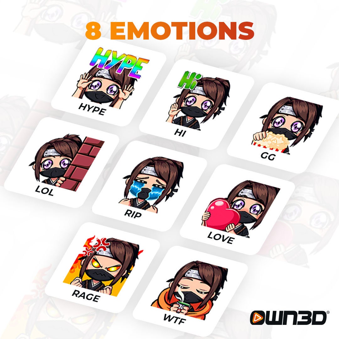 Chibi Ninja Emotes - 8 Pack [twitch | Kick | Youtube | Discord] - Etsy