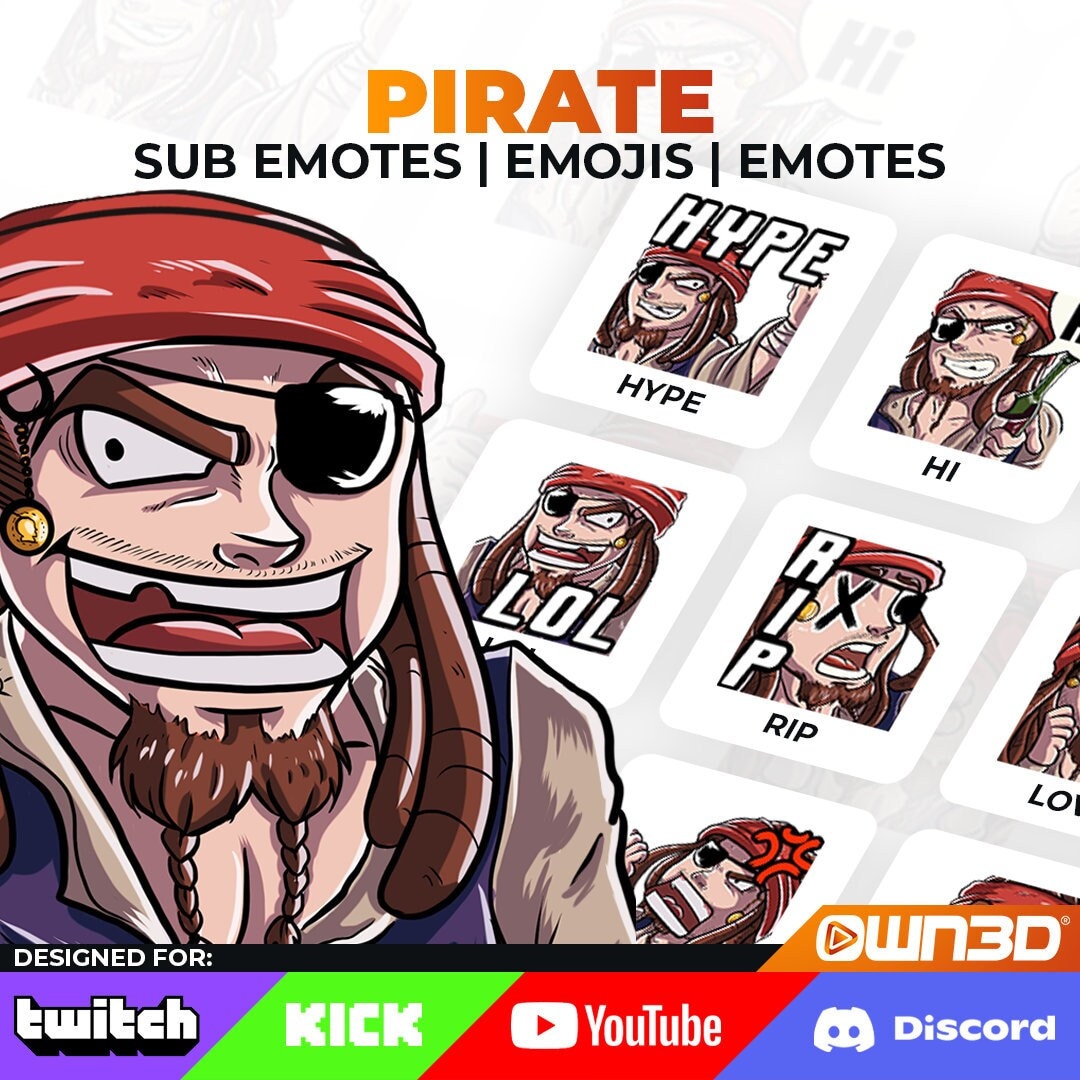 Pirate Emotes 8 Pack twitch Kick Youtube - Etsy