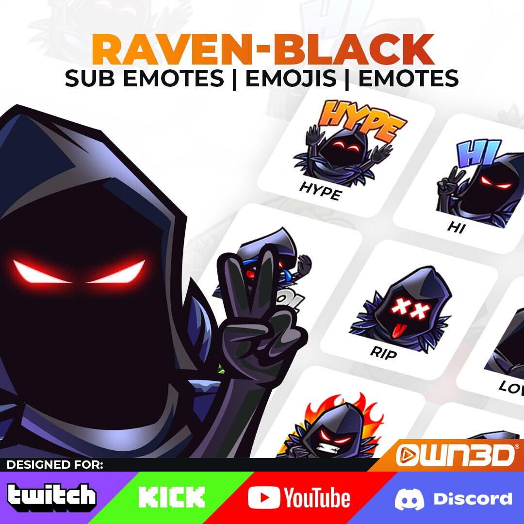 Raven Black Animated Sub Emotes 8 Pack twitch Kick Youtube Discord - Etsy