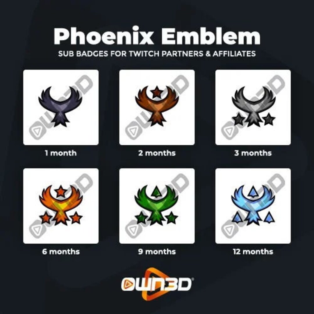 Phoenix Sub Badges [twitch | Kick | Youtube] - Etsy