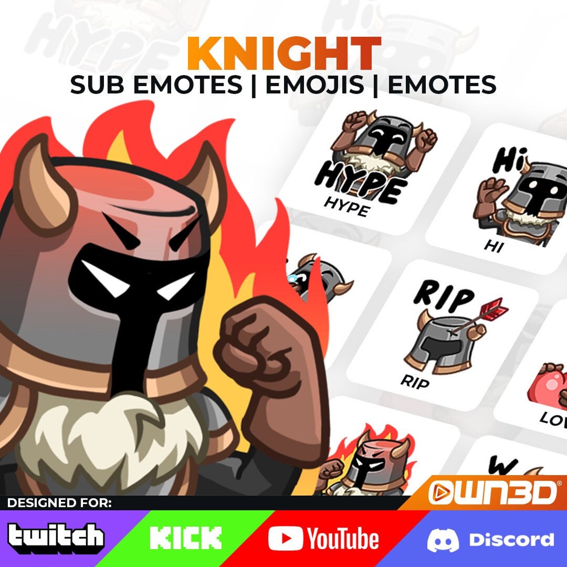 Knight Animated Sub Emotes 8 Pack twitch Kick Youtube - Etsy