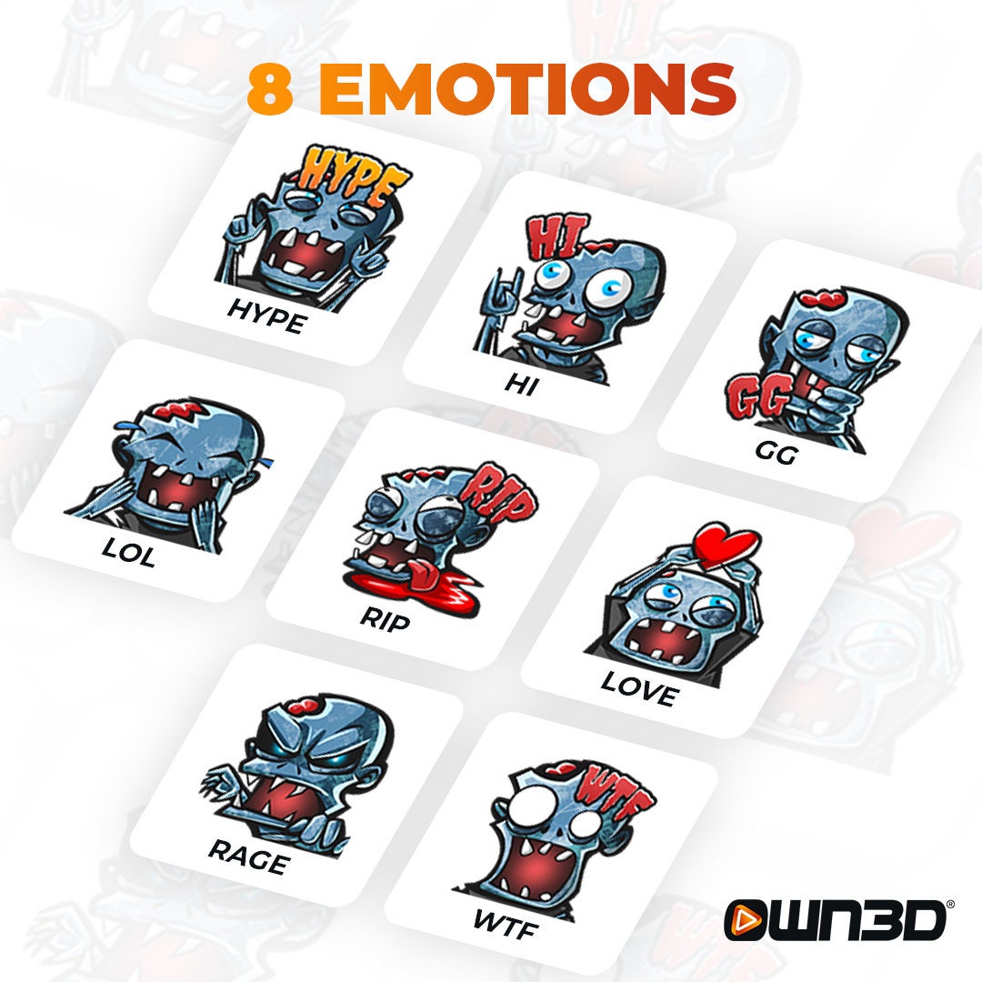 Frozen Dead Zombie Emotes - 8 Pack [twitch | Kick | Youtube | Discord ...