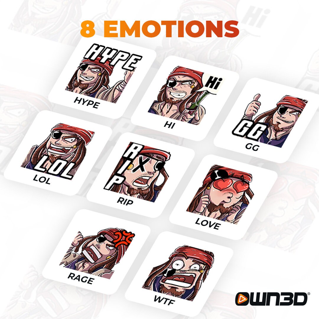 Pirate Emotes - 8 Pack [twitch | Kick | Youtube | Discord] - Etsy