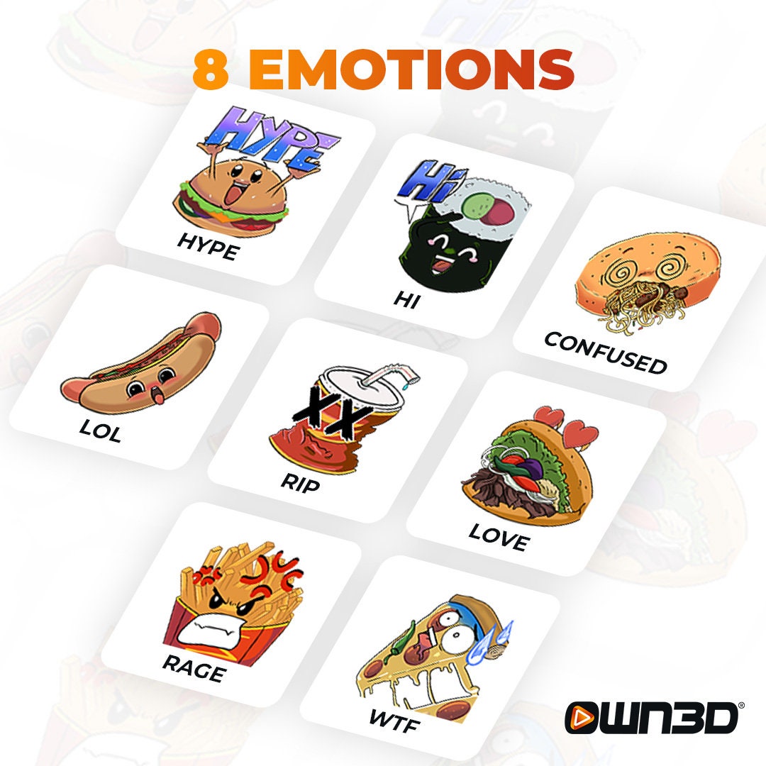 Fastfood Animated Sub Emotes - 8 Pack [twitch | Kick | Discord] - Etsy