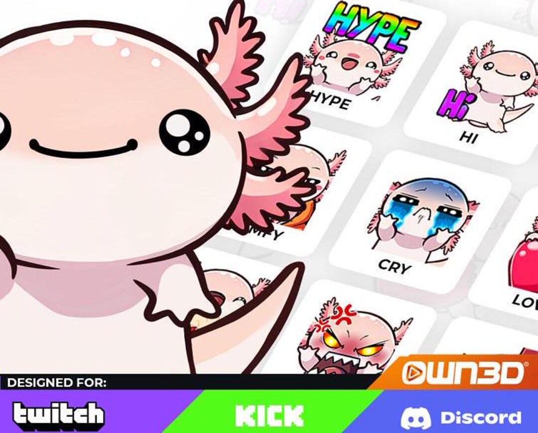 Axolotl Animated Sub Emotes - 8 Pack [twitch | Kick | Discord] - Etsy