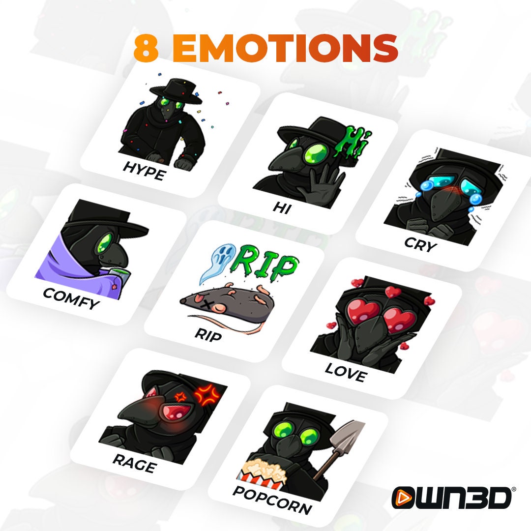 Plague Doc Animated Sub Emotes - 8 Pack [twitch | Kick | Discord] - Etsy