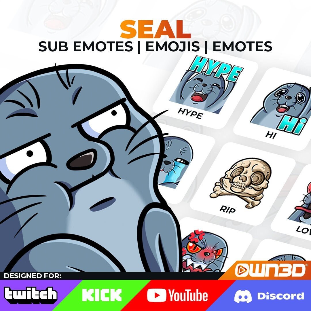 Seal Sea Lion Animated Sub Emotes 8 Pack twitch Kick Youtube - Etsy
