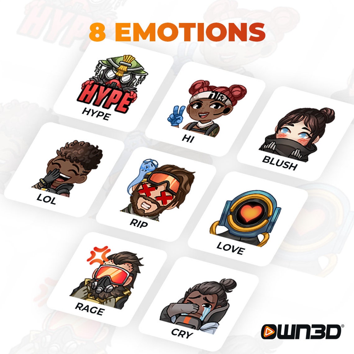 Apex Legends Emotes - 8 Pack [twitch | Kick | Youtube | Discord] - Etsy