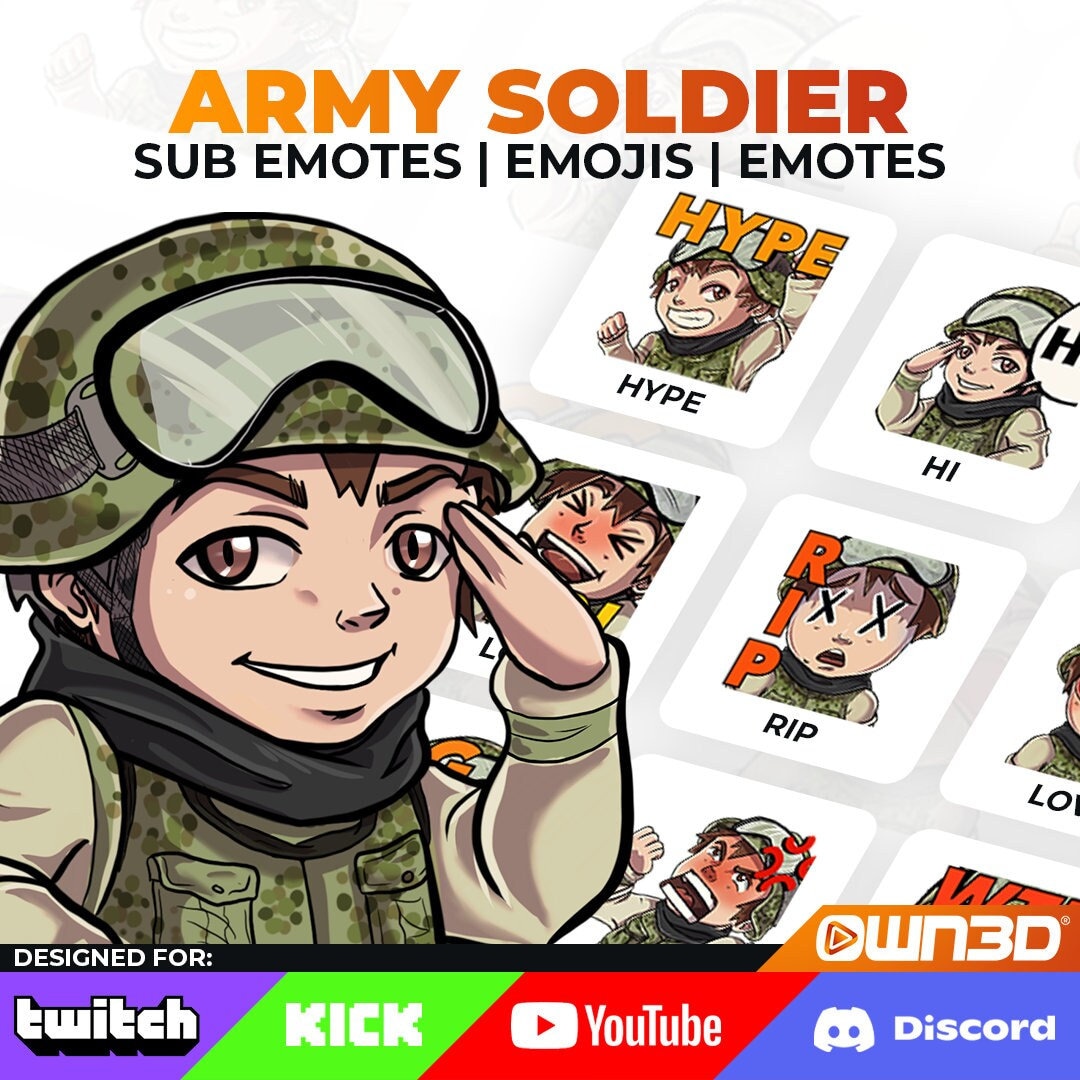 Army Soldier Emotes - 8 Pack [twitch | Kick | Youtube | Discord] - Etsy