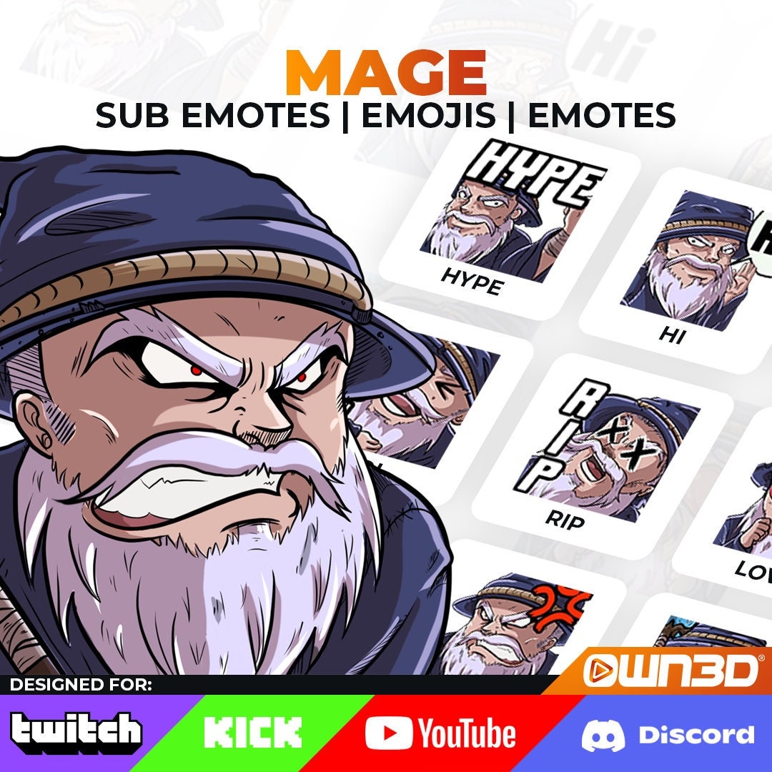 Mage Emotes - 8 Pack [twitch | Kick | Youtube | Discord] - Etsy