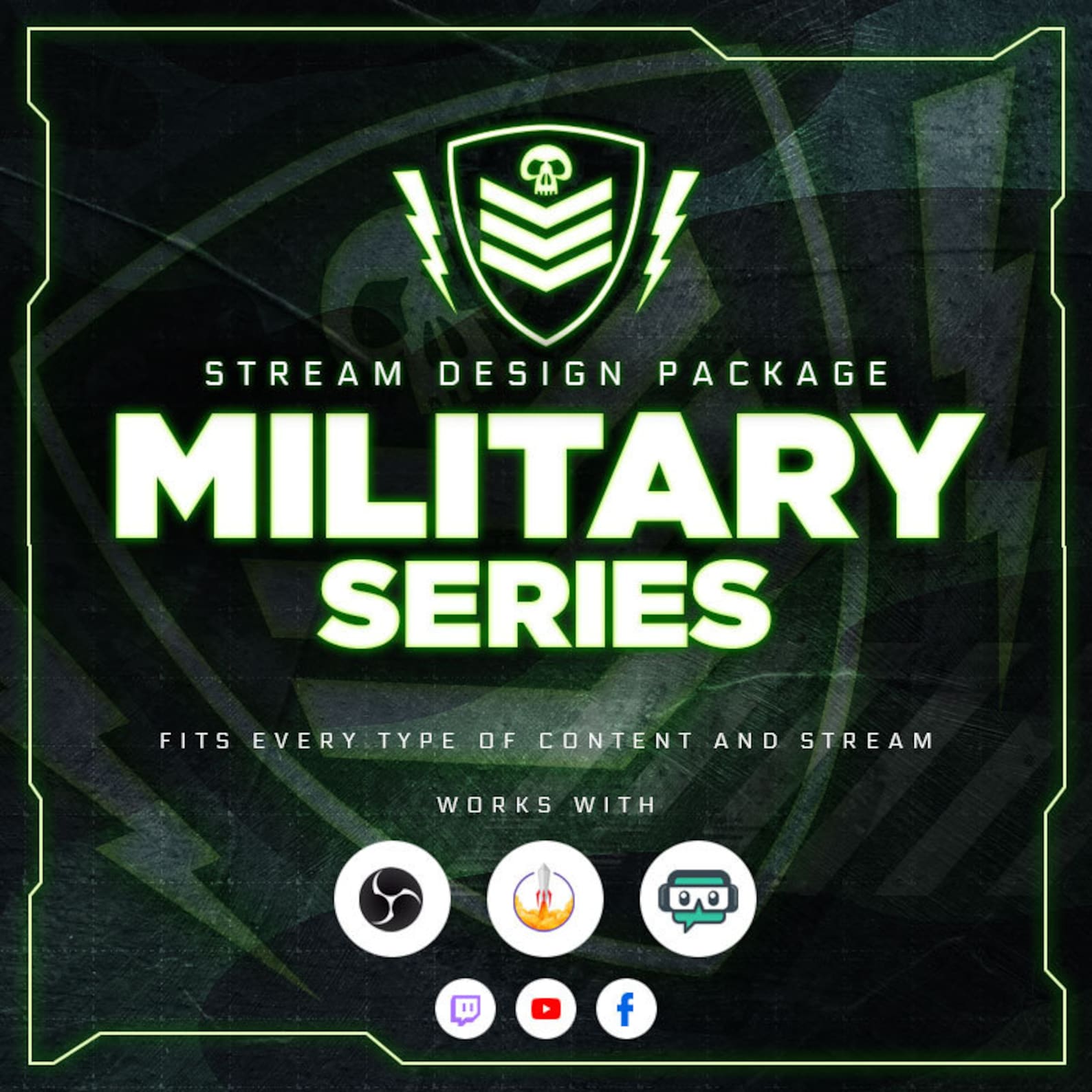 Animated Stream Overlay Package Military [twitch | Kick | Youtube] - Etsy