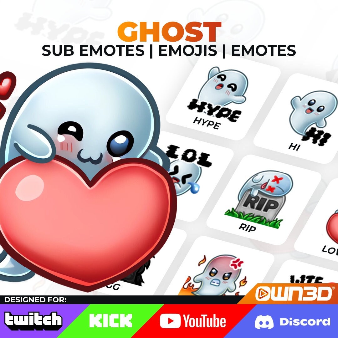 Ghost Emotes - 8 Pack [twitch | Kick | Youtube | Discord] - Etsy
