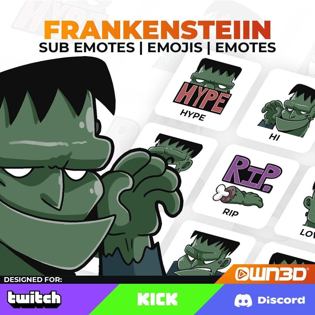 Frankenstein Animated Sub Emotes - 8 Pack [twitch | Kick | Discord] - Etsy
