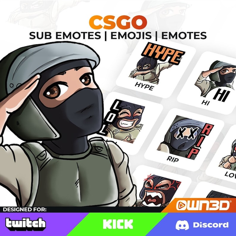 CSGO Animated Sub Emotes - 8 Pack [twitch | Kick | Discord] - Etsy