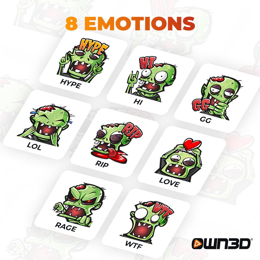 Zombie Emotes - 8 Pack [twitch | Kick | Youtube | Discord] - Etsy