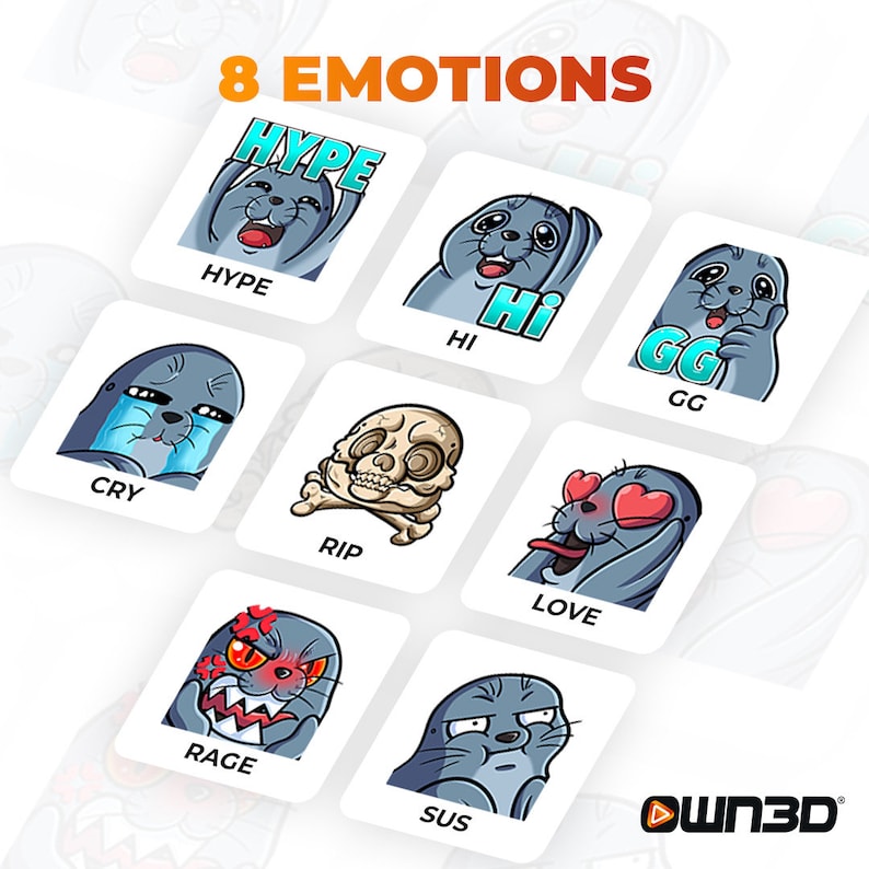 Seal - Sea Lion Animated Sub Emotes - 8 Pack [twitch | Kick | Discord ...