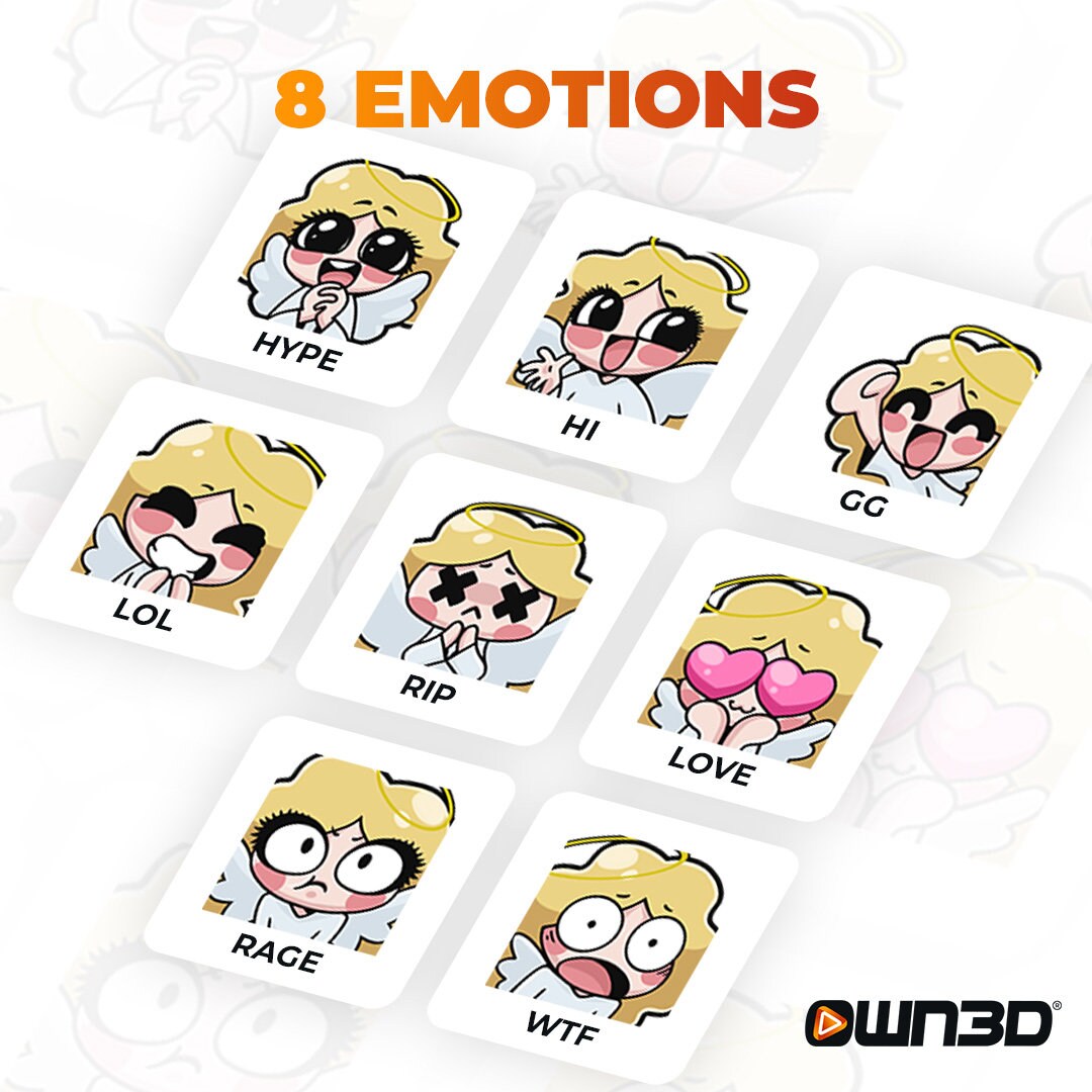 Angel Animated Sub Emotes 8 Pack twitch Kick Youtube - Etsy