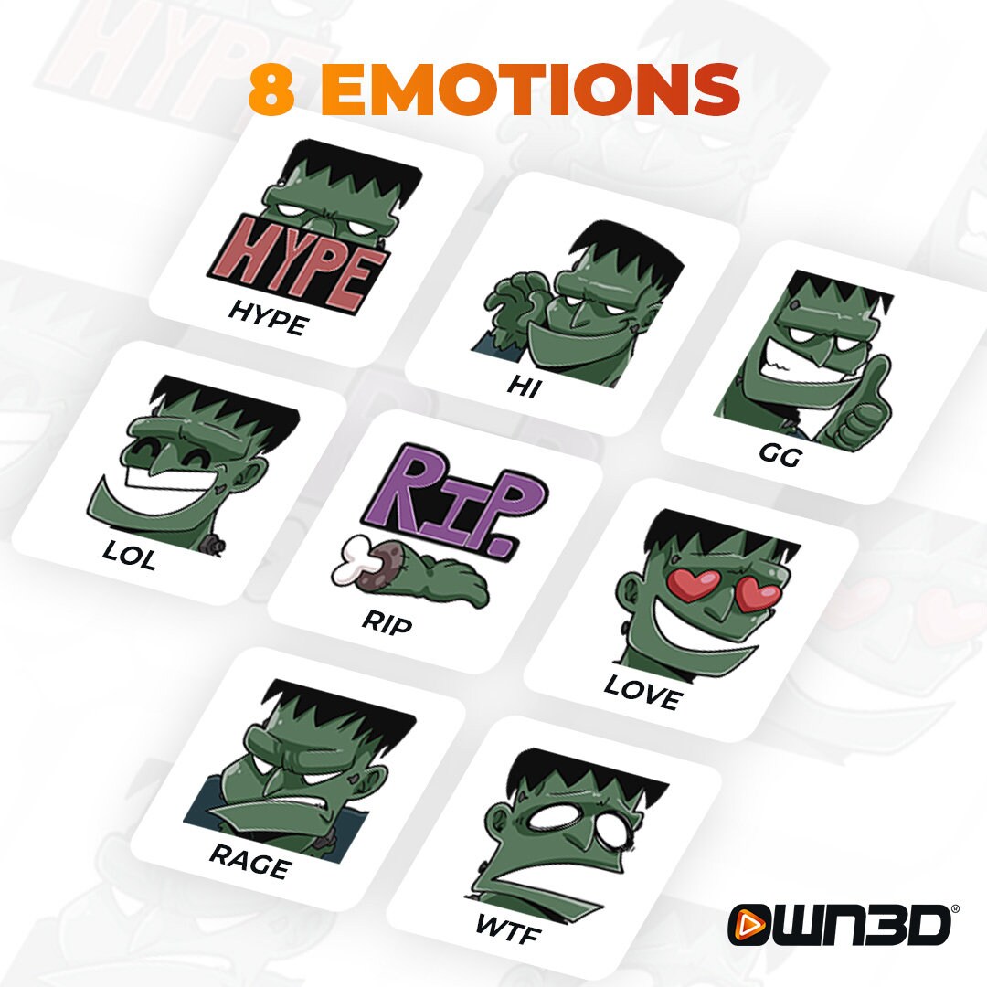 Frankenstein Animated Sub Emotes - 8 Pack [twitch | Kick | Discord] - Etsy