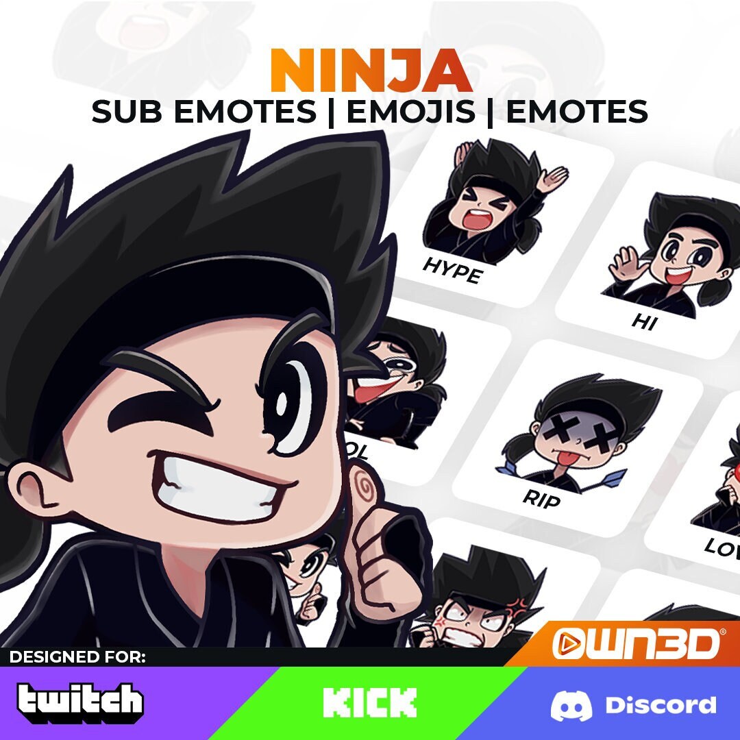 Ninja Animated Sub Emotes - 8 Pack [twitch | Kick | Discord] - Etsy