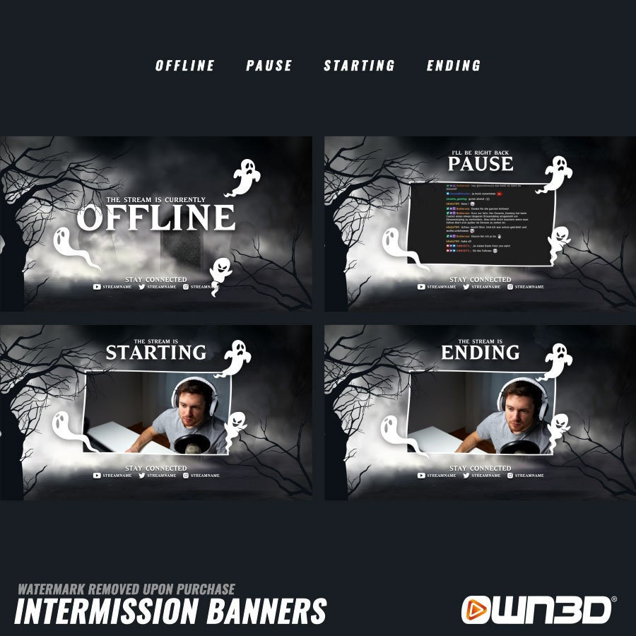 Animated Stream Overlay Package Ghost twitch Kick Youtube - Etsy