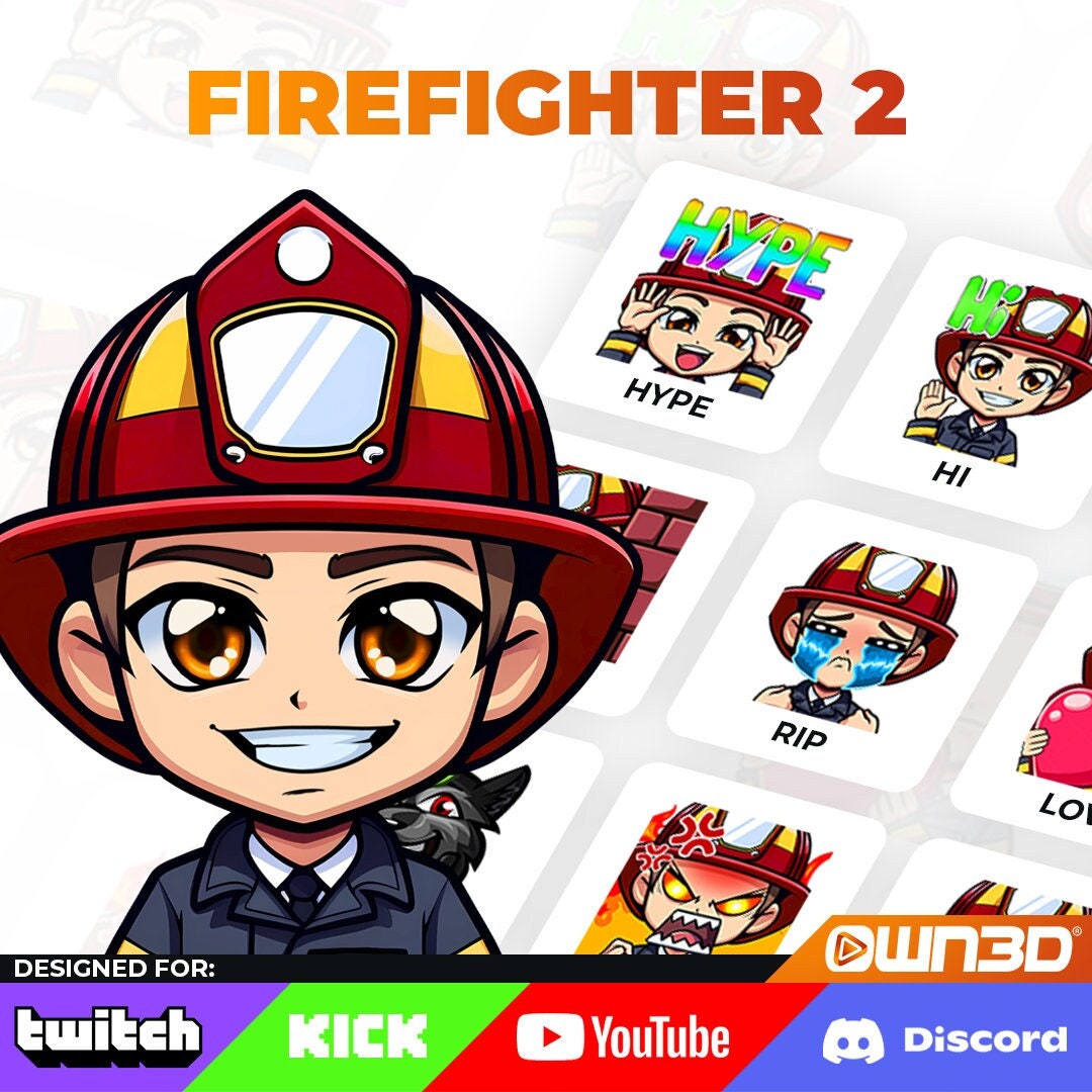 Firefighter 2 Emotes - 8 Pack [twitch | Kick | Youtube | Discord] - Etsy