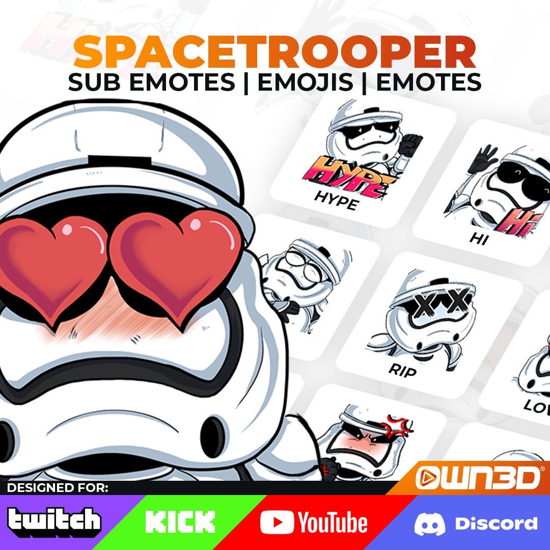 Space Trooper Emotes - 8 Pack [twitch | Kick | Youtube | Discord] - Etsy